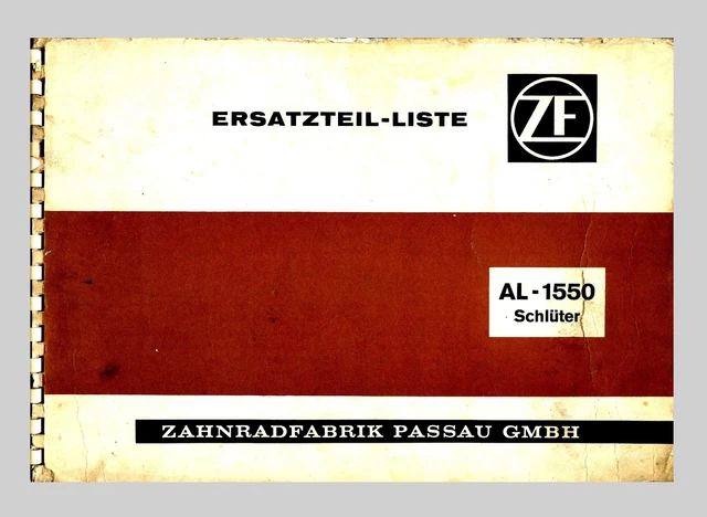 ZF LENKACHSE APL- 1550 Schlüter Ersatzteilliste Original 1970 EUR 69,00 - PicClick DE